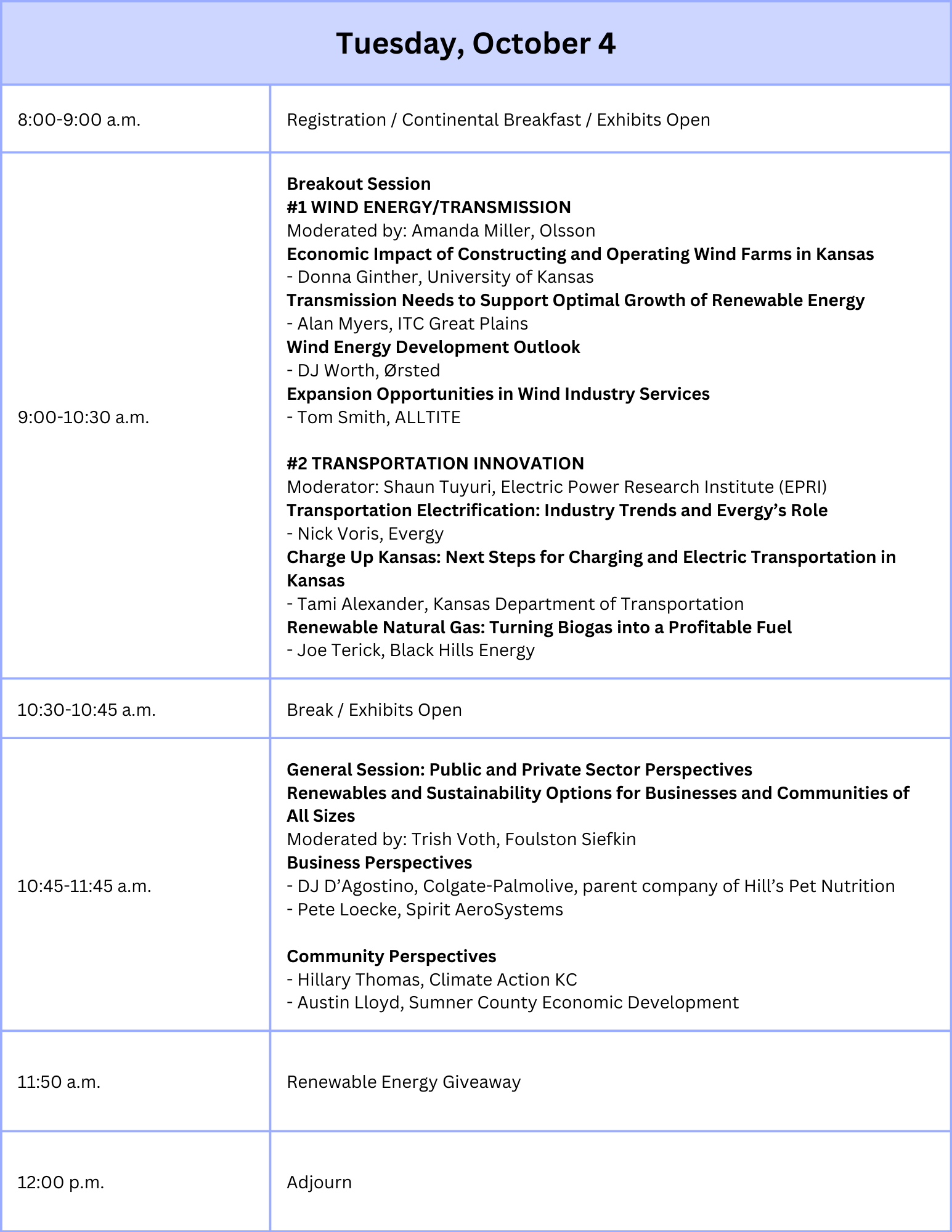 Renewable Energy Sessions and Agenda - Kansas Department of Commerce